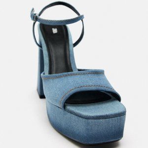 Zara | Shoes | Nwt Denim Platform Sandals 9 | Poshmark